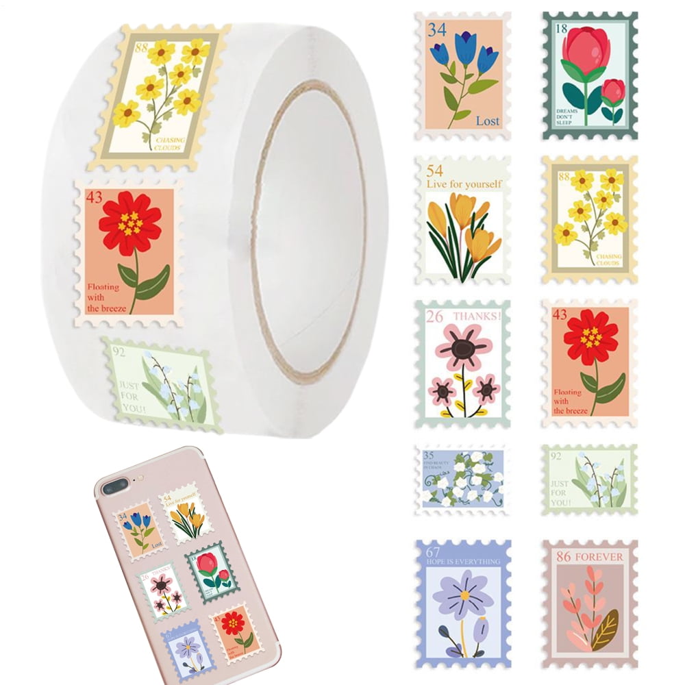 FEBUD Flower Scrapbook Stickers Envelope Seal Sticker Rolls Adhesive ...