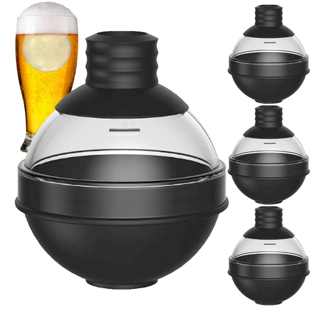 FEBUD Round Ice Maker Large Round Ice Ball Maker Mold 4 Piece Easy ...