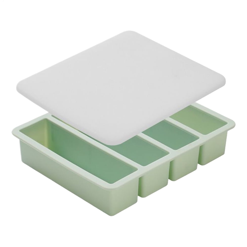 FEBUD Silicone Ice Mold Square Ice Bar Maker with Lid Cold Drink Making ...