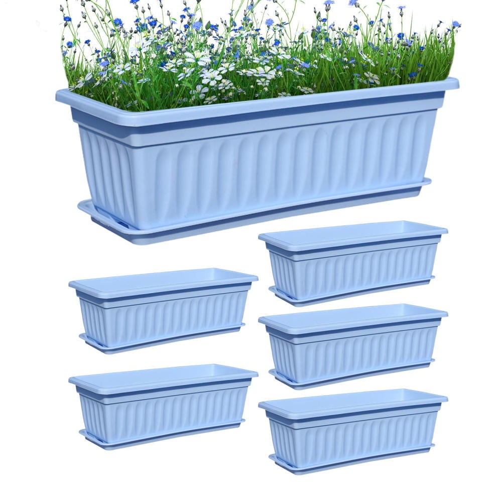 FEBUD Window Boxes 6 Piece Window Boxes Outdoor Built-in Drainage Holes ...