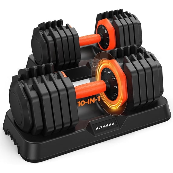 FED Fitness 2026 Updated Adjustable Dumbbells Set 55LB A Pair Dumbbells ...
