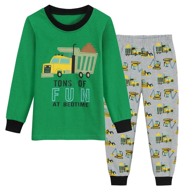 FEDPOP Boy Tractor Pajama Set Cotton Long Sleeve Sleepwear Truck Pjs 7T ...