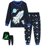 FEDPOP Boys Glow in the Dark Pajamas Space Graphic Sleepwear Kids ...