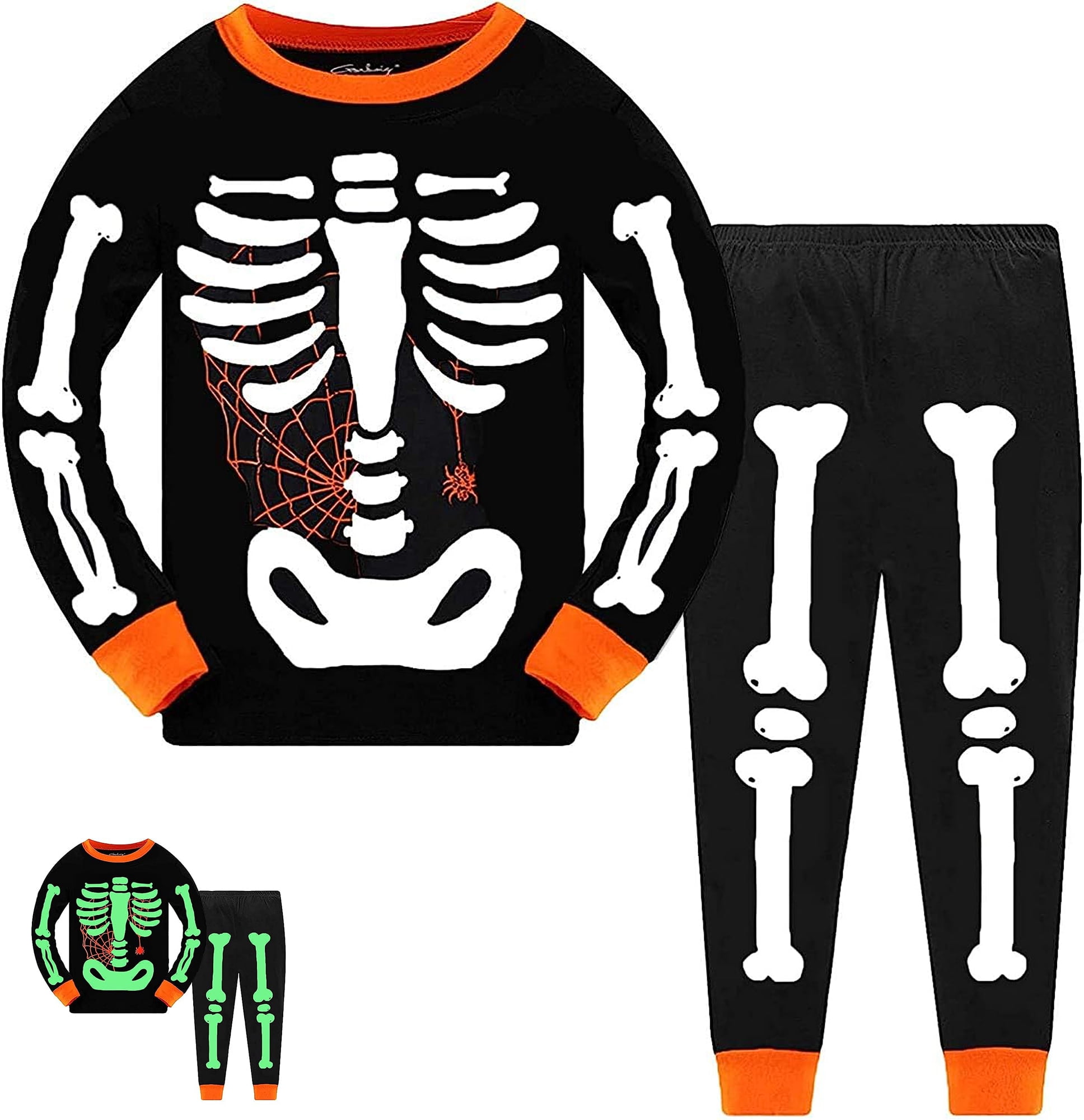Little Hand Toddler Boys Glowing Skeleton Pajamas, Kids Halloween Ghost ...