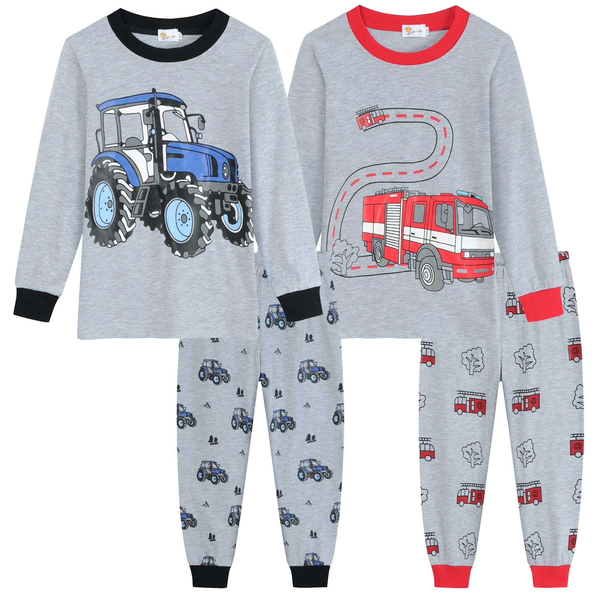 FEDPOP Boys Pajamas Tractor Sleepwear 100% Cotton Pjs Clothes Set 6T ...