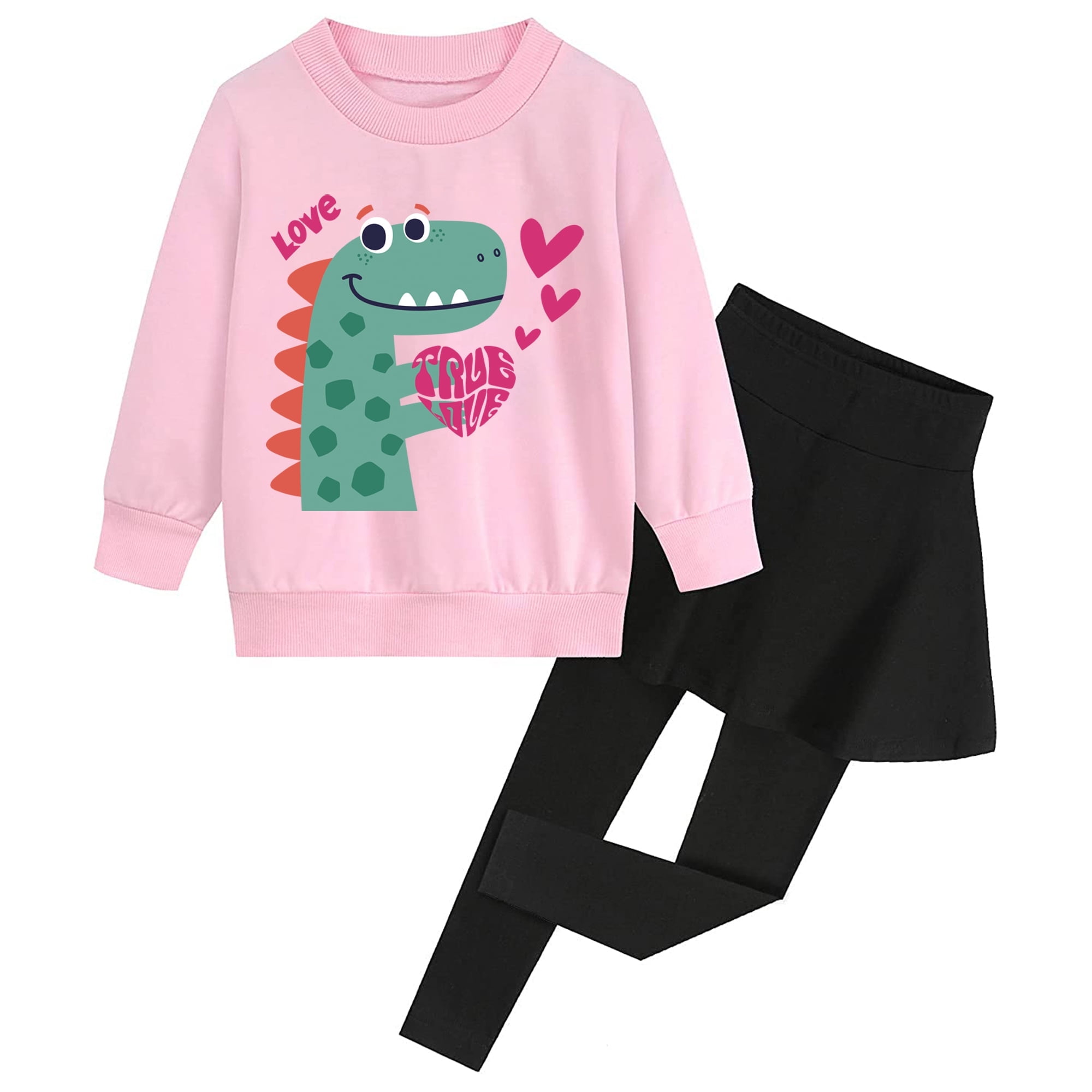 FEDPOP Girls Graphic Clothes Valentines Tops & Leggings Outfit Clothing ...