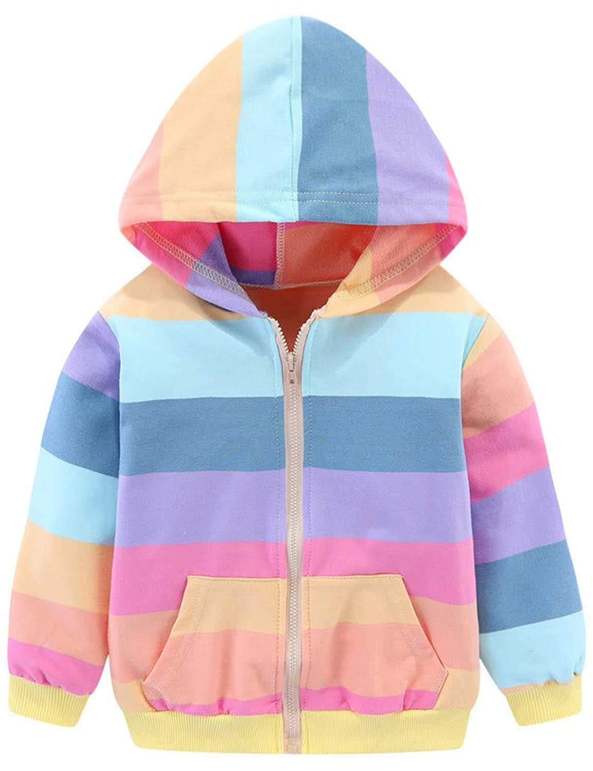 FEDPOP Girls Zip-Up Hoodie Sweatshirts Toddler Jacket Long Sleeve ...