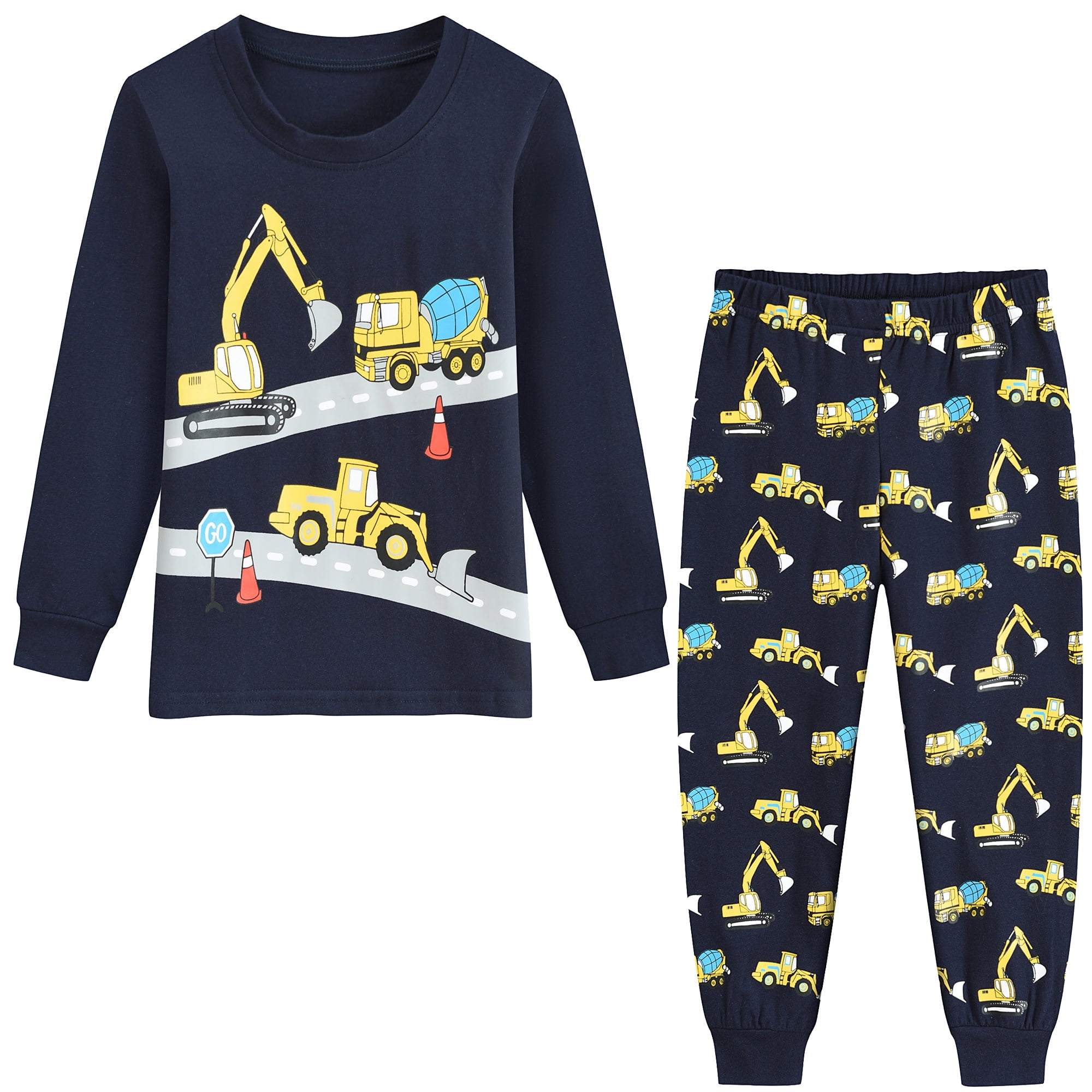 FEDPOP Pajamas Set Toddlers Boys 2-Piece Cotton Long Sleeve Casual ...