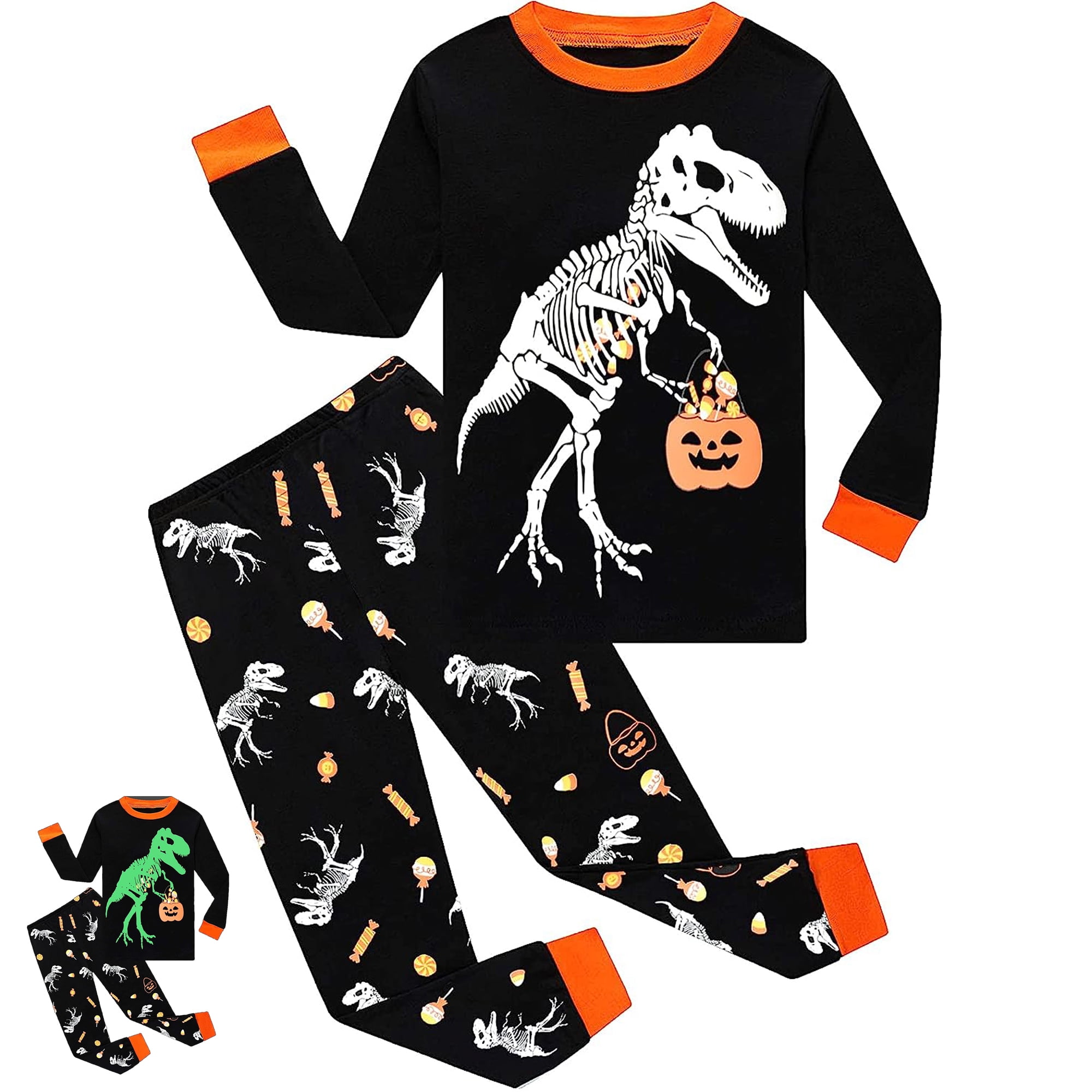 Little Hand Kids Glow in the Dark Halloween Pajamas Set, Pumpkin ...