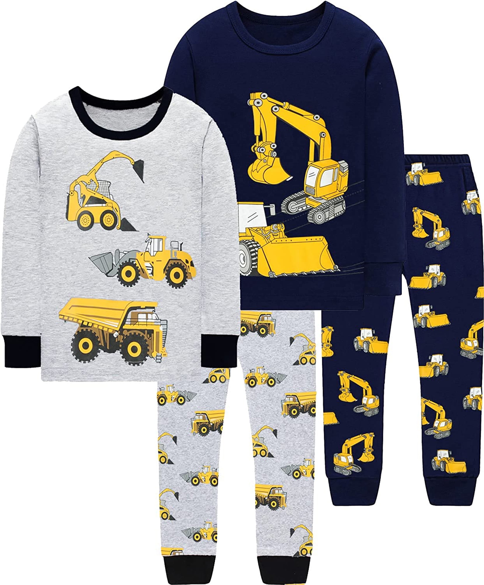 Little Hand Long Sleeve Set Toddler Boys Pajamas 100% Cotton Excavator ...