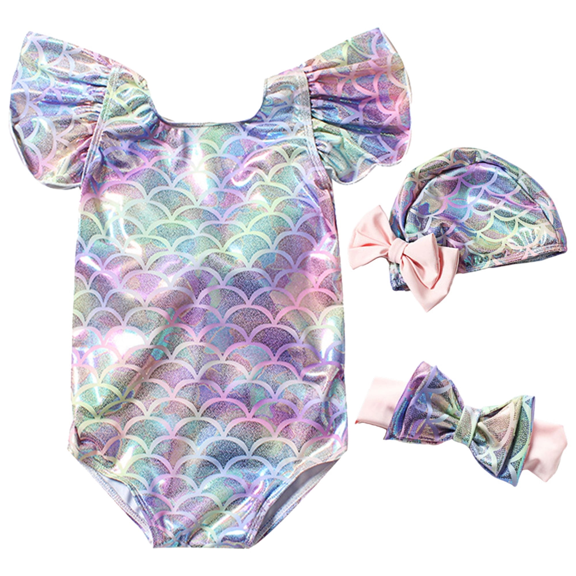 FEDPOP Toddler Girls Mermaid Bathing Suit One Piece Swimsuits 5t ...