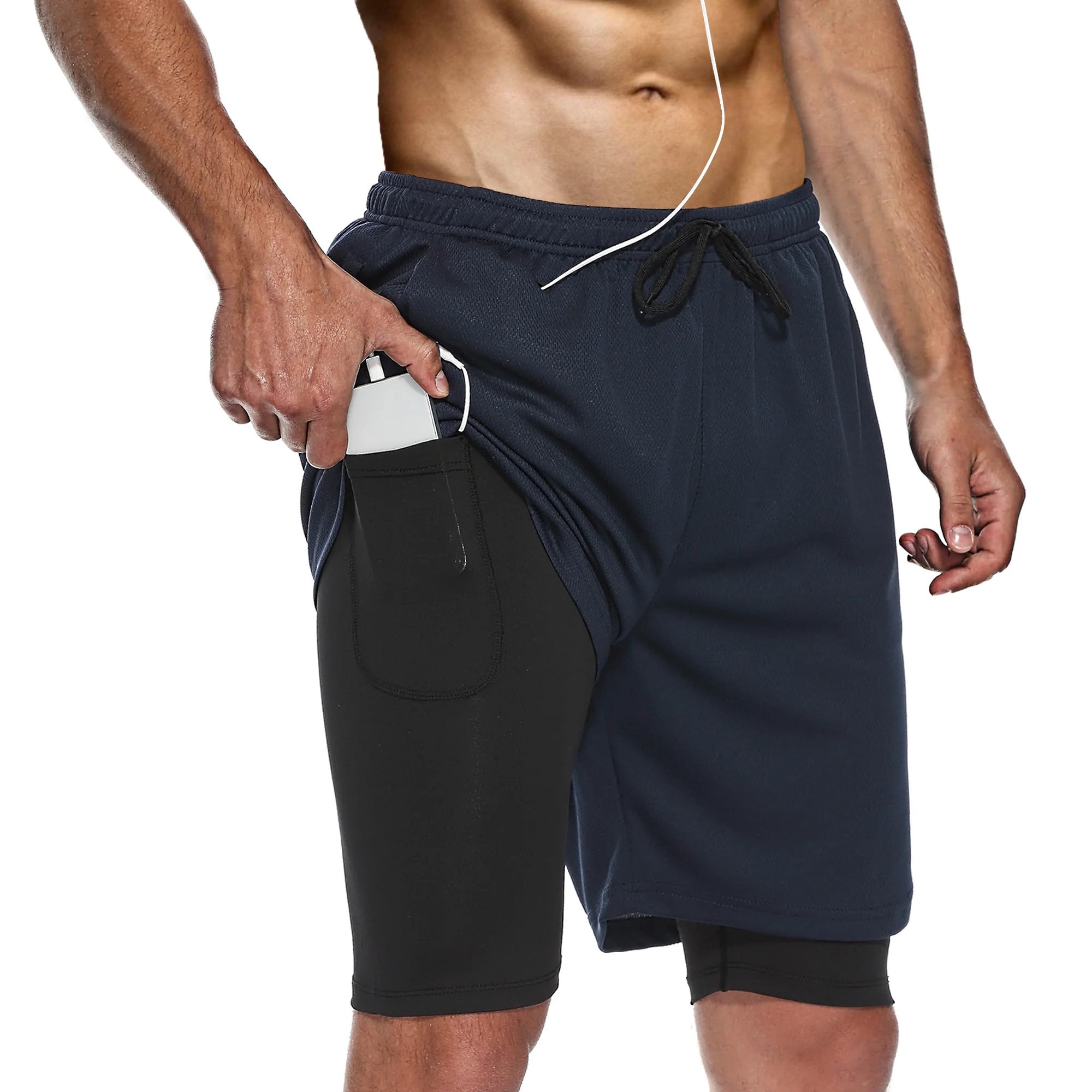 FEDTOSING Men's Quick Dry 2-in-1 Workout & Running Shorts with Phone ...
