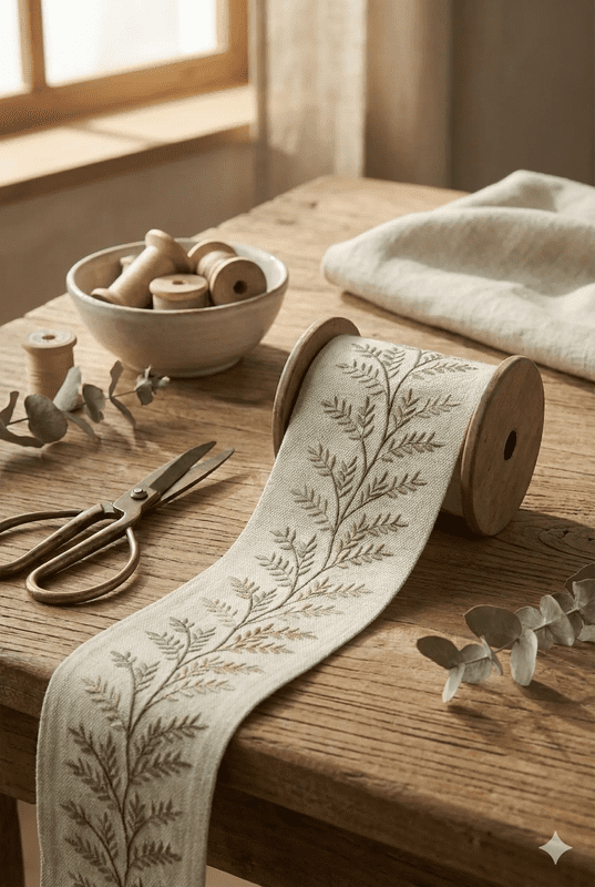 FEEDBACK HOMES Leaf Vine Curtain Trim 9cm – Embroidered Botanical ...