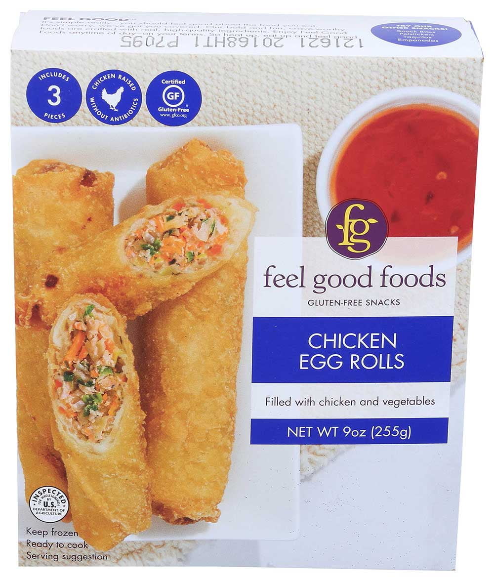 FEEL GOOD FOODS Healthy Asian Frozen Chicken Egg Rolls, Gluten Free ...