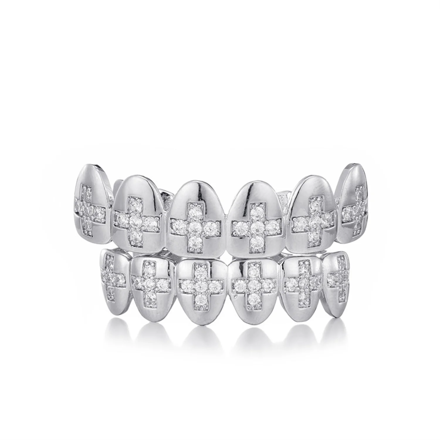 FEEL STYLE Bling Cubic Zircon Teeth Grillz Set For Unisex Top Bottom ...