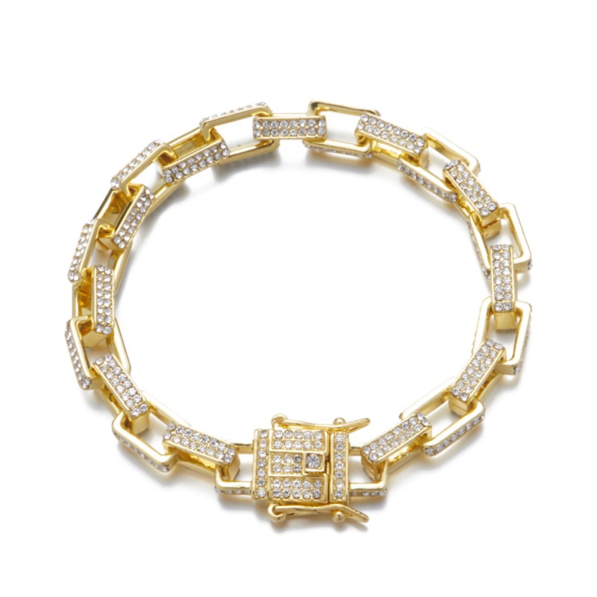 FEEL STYLE Hip Hop Icy Bling Bracelet for Men Women 5A Zircon Rolo ...