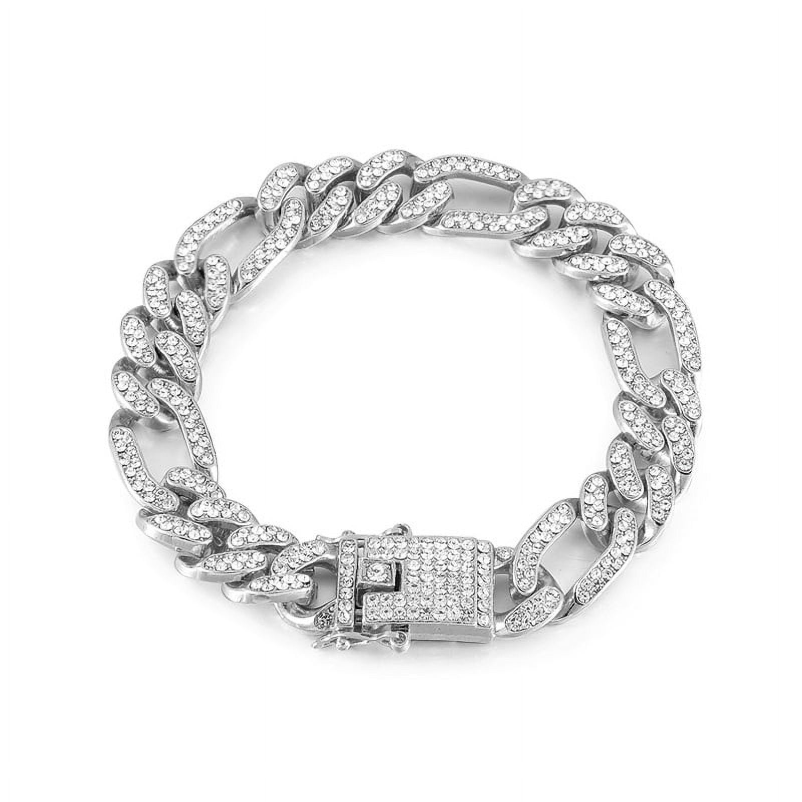 FEEL STYLE Male Icy Bling Cuban Chain Bracelet for Men Women Hip Hop ...