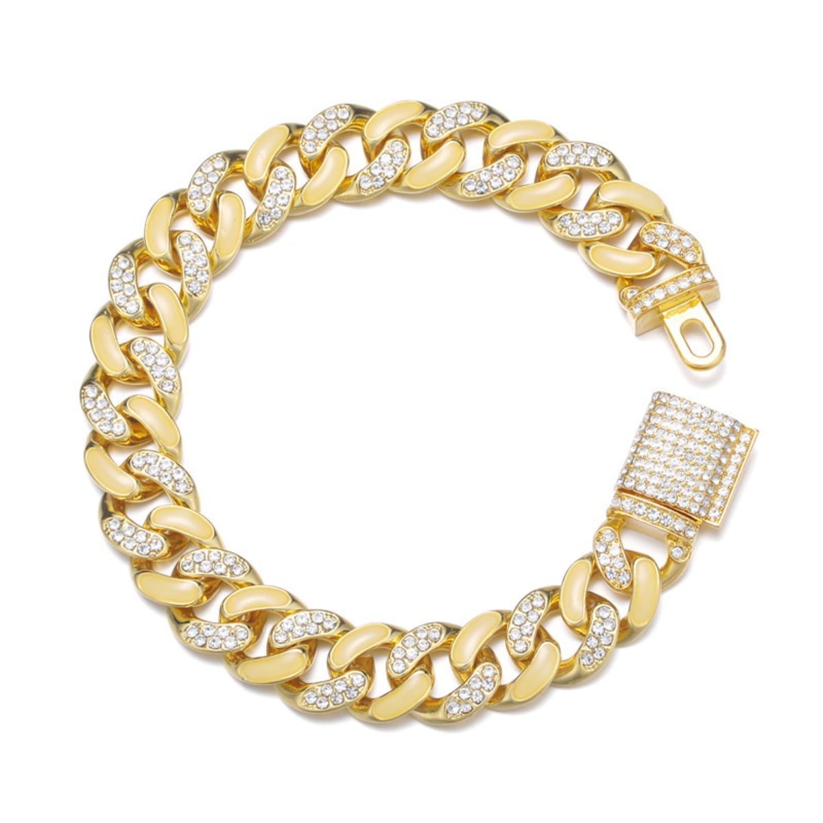 FEEL STYLE Male Zircon Fluorescence Cuban Chain Bracelet for Men Women ...