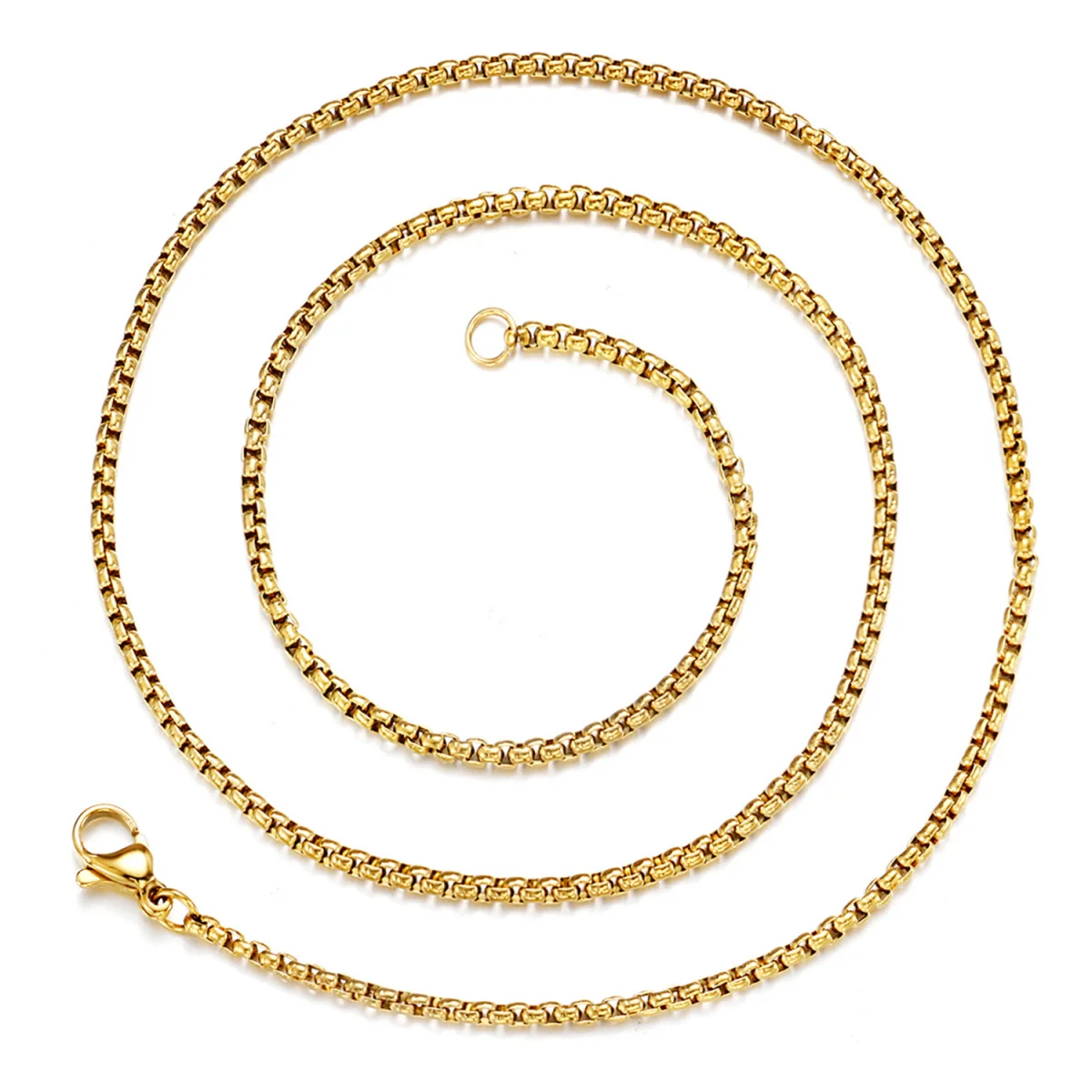 FEEL STYLE 3mm Unisex Gold-Plated Stainless Steel Square Rolo Chain ...