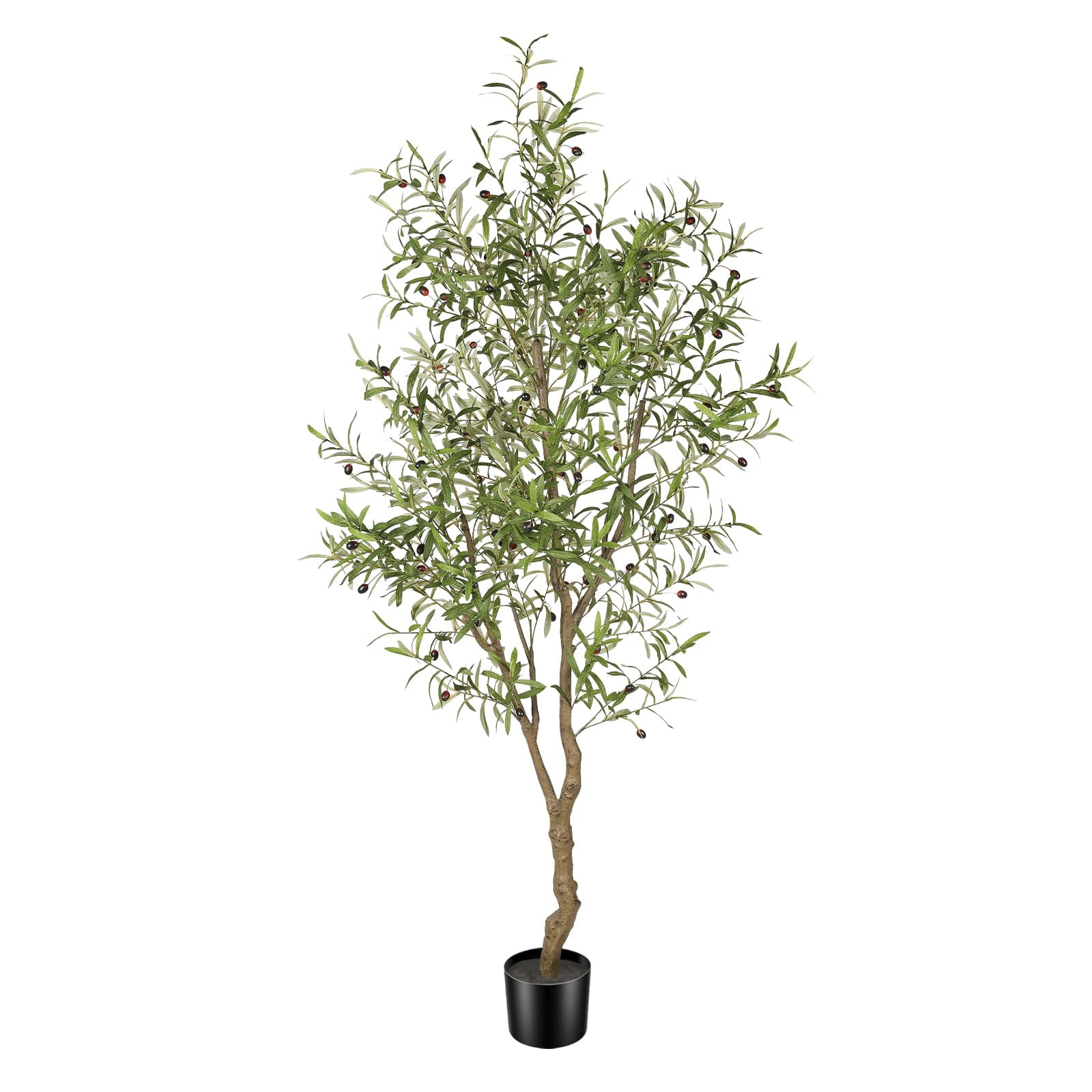 FEELEAD 7ft Faux Olive Tree - Fake Potted Olive Silk Tree with Planter ...