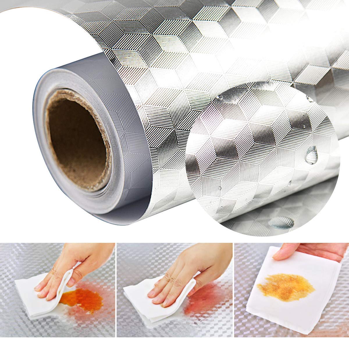 FEELING MALL Aluminium Foil Oil Proof Kitchen Backsplash SelfAdhesive ...