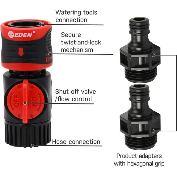 FEFEDFAA-93218 Premium Garden Hose Quick Connect Kit | 9-Piece / 3-Pair ...