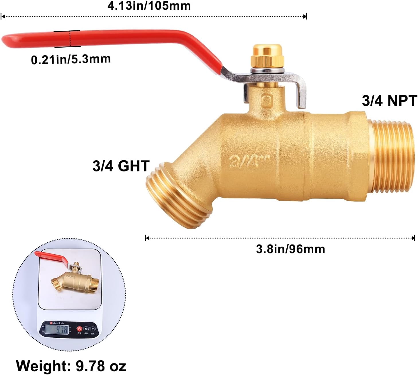 FEFEDFAA-Garden Hose Full Flow Faucets Heavy Brass Bibb 3/4" Male NPT ...