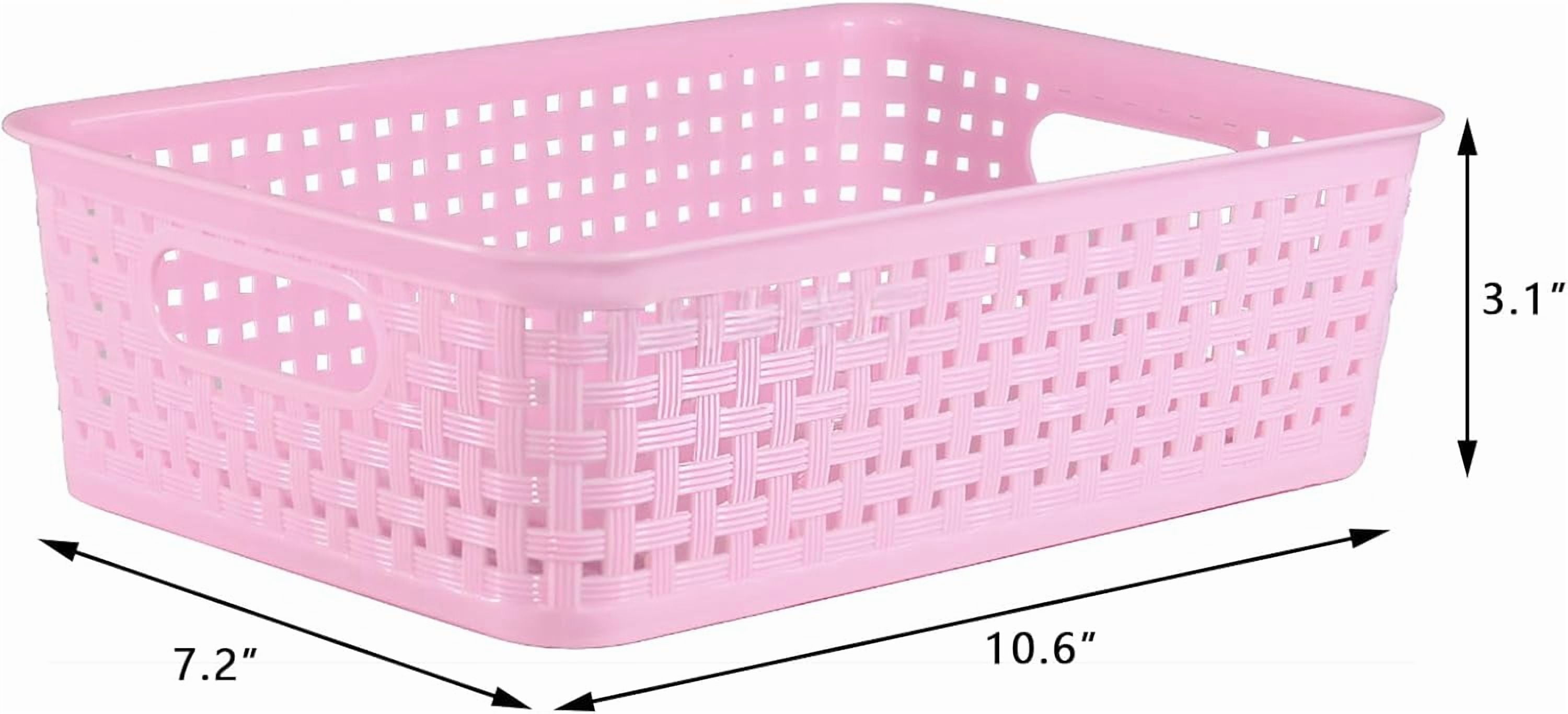 FEFEFW-6-Pack Plastic Small Shelf Storage Weave Baskets, Multi-Purpose ...