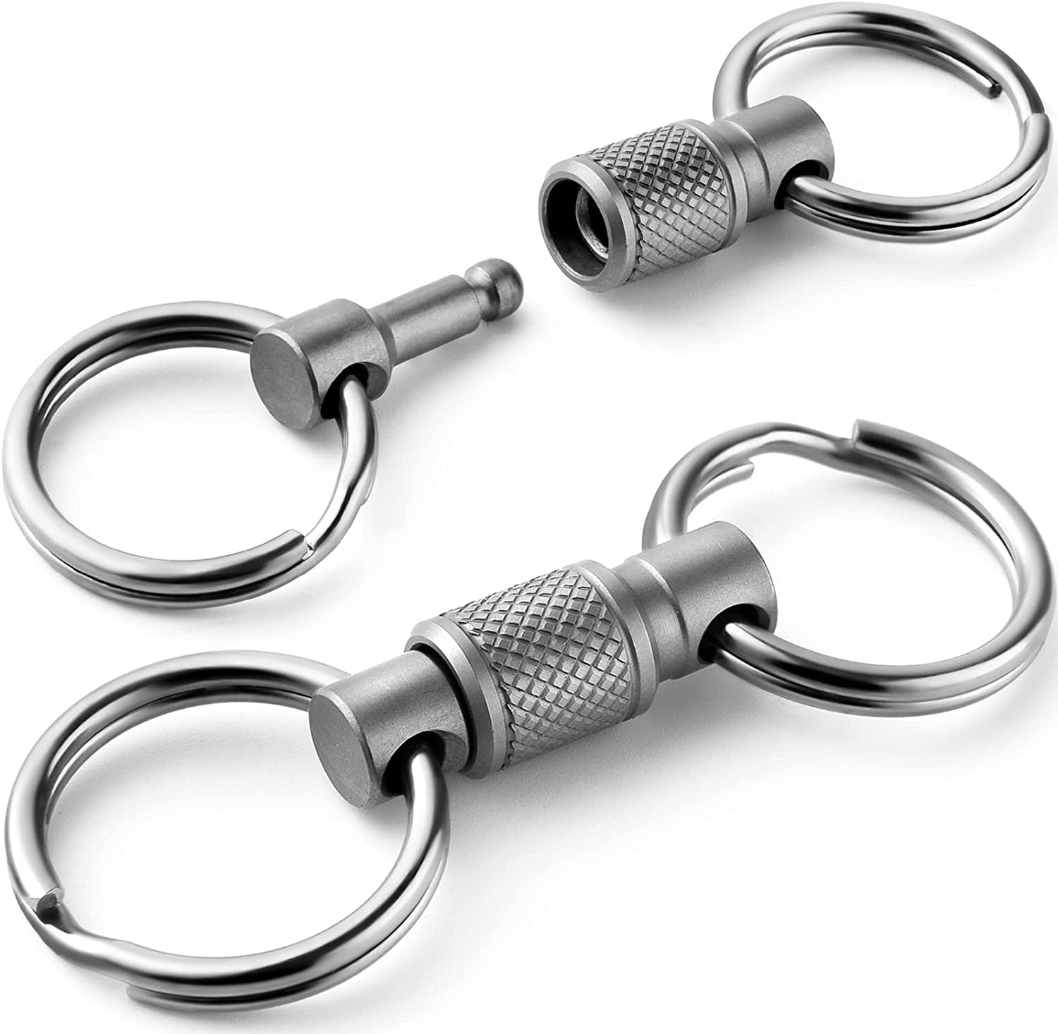 FEGVE Titanium Quick Release Swivel Keychain, Pull Apart Detachable ...