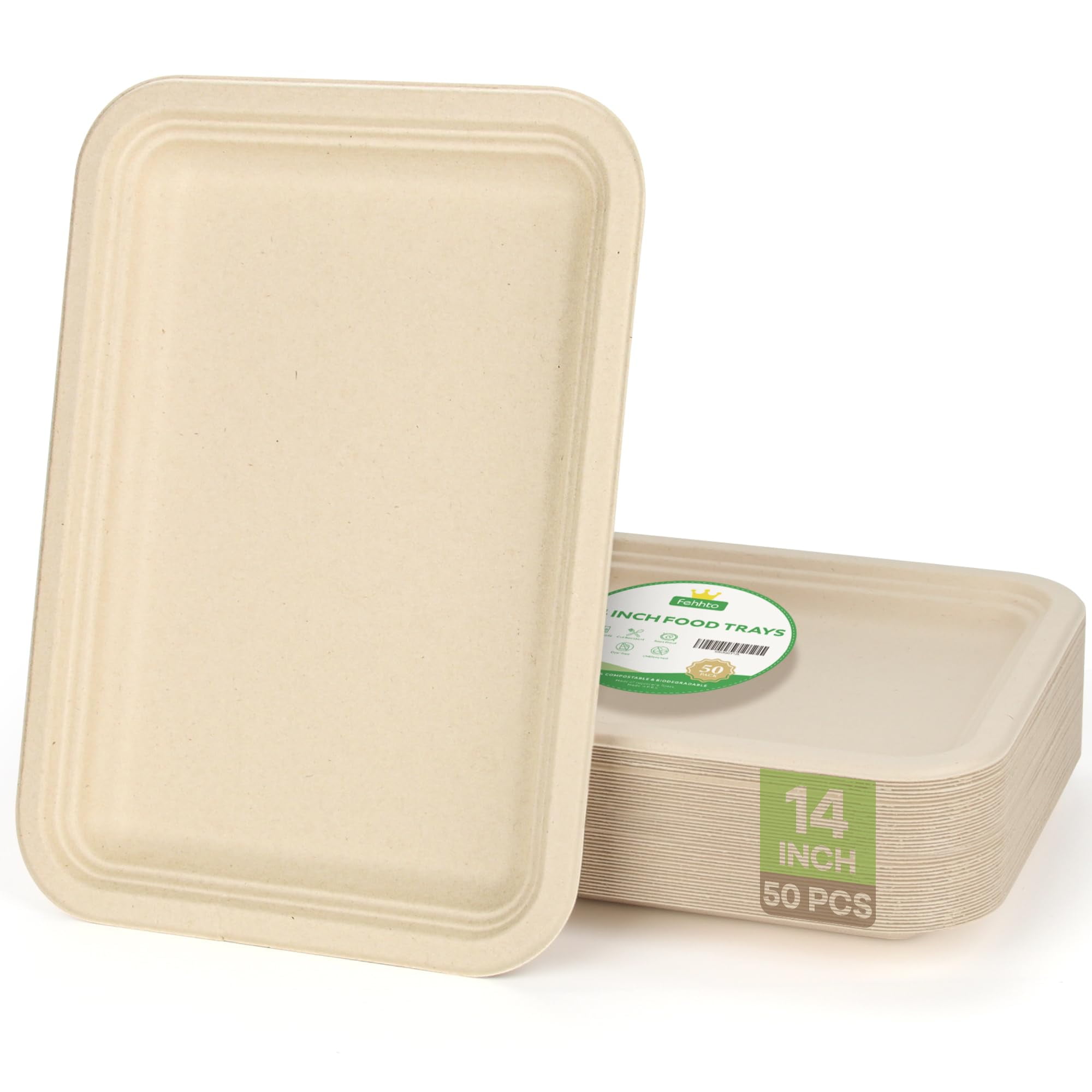 FEHHTO 50 PackITSC 14 Inch Disposable Food Trays Biodegradable Heavy ...