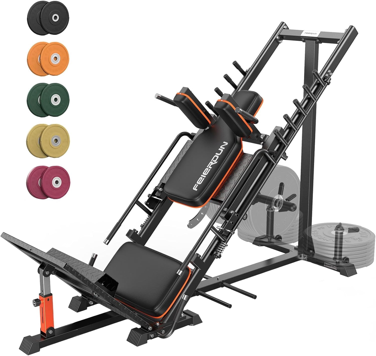 3‑in‑1 Leg Press Hack Squat Machine with Stretch Board – Adjustable Leg ...