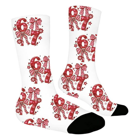 FEIFLY 6 7 Socks Men Women Number Ice Cream Everyday Funny Design ...