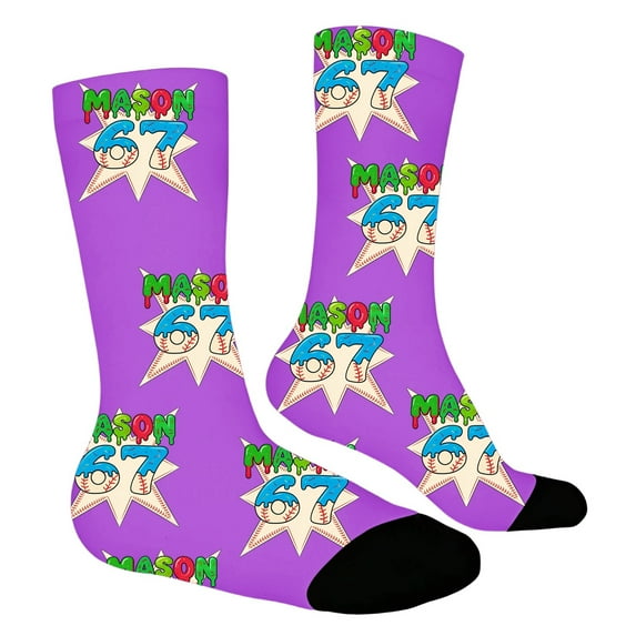 FEIFLY 6 7 Socks Men Women Number Ice Cream Everyday Funny Design ...