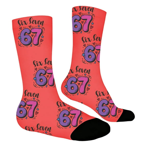 FEIFLY 6 7 Socks Men Women Number Ice Cream Everyday Funny Design ...