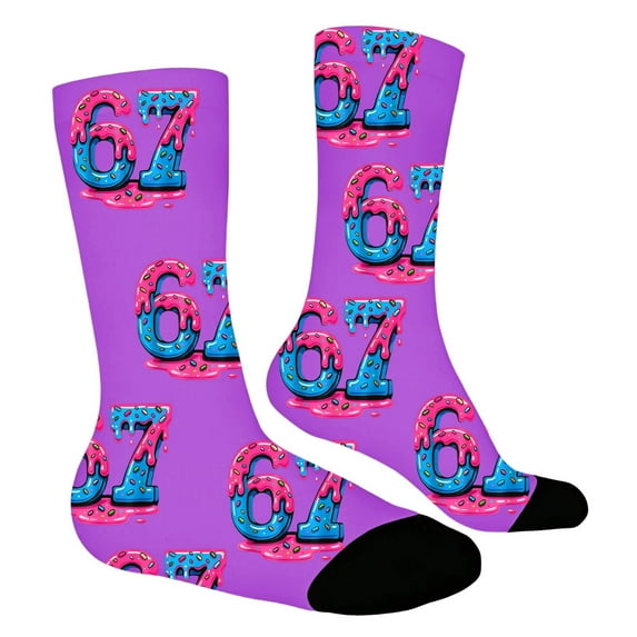 FEIFLY 6 7 Socks Men Women Number Ice Cream Everyday Funny Design ...