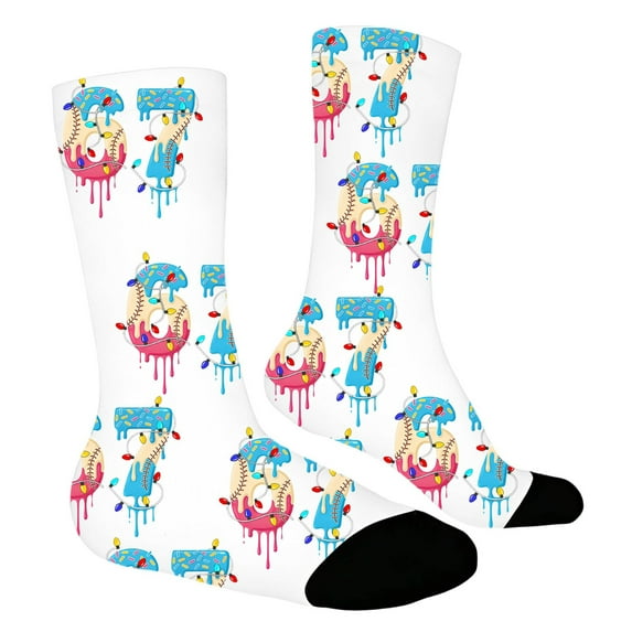 FEIFLY 6 7 Socks Men Women Number Ice Cream Everyday Funny Design ...