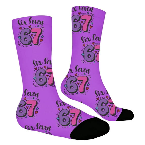 FEIFLY 6 7 Socks Men Women Number Ice Cream Everyday Funny Design ...