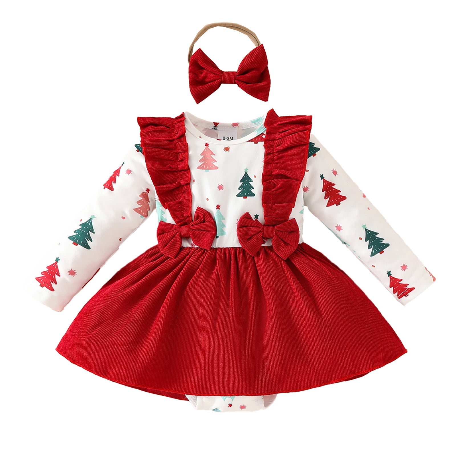 FEIFLY Baby Girls Party Dress Long Sleeve Festive Two Piece Outfit ...