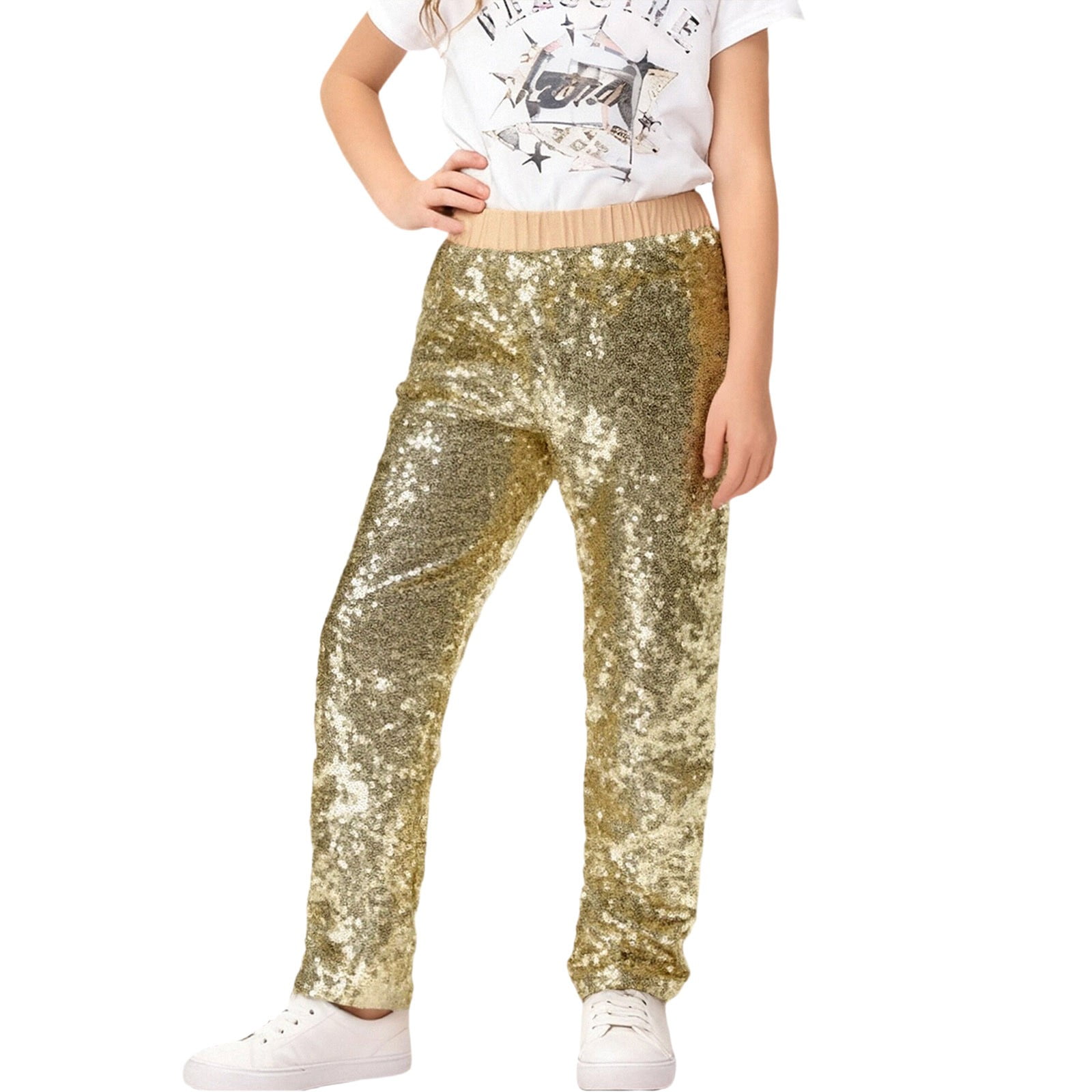 FEIFLY Child Pants Kids Festival Performance Shiny Sequin Pants Party ...
