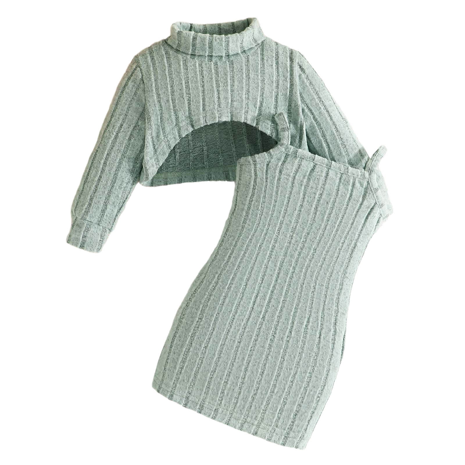 FEIFLY Girls Outfits Sets Toddler Winter Fashion Knit Sweater Spaghetti ...