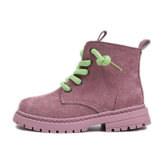 FEIFLY Kids Girls Fashion Suede Ankle Boots With Side Zipper And Lace ...
