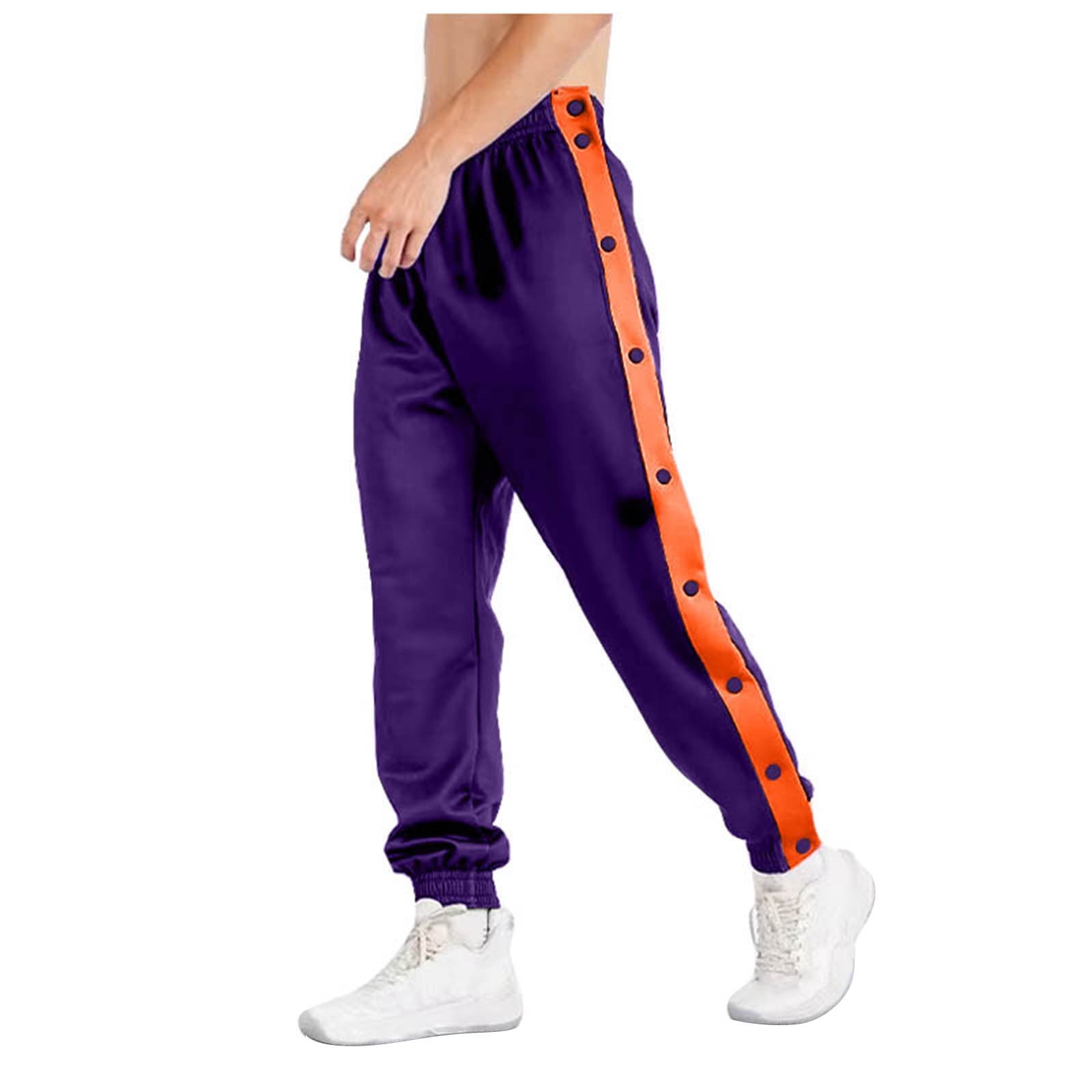 FEIFLY Loose Fit Button Side Basketball Training Joggers Pants With ...