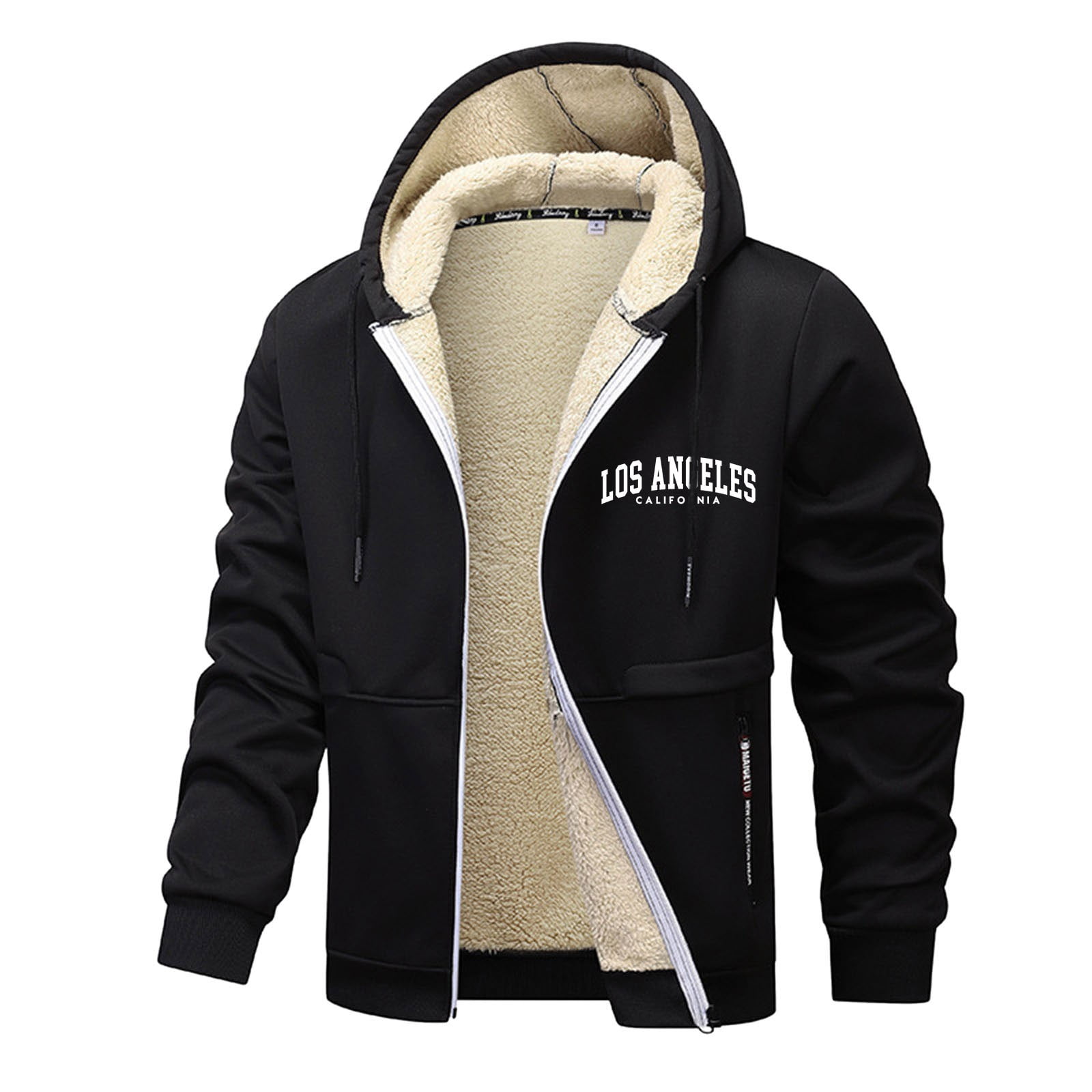 FEIFLY Men Full Zip Hooded Jacket Long Sleeve Heavyweight Warm Plush ...