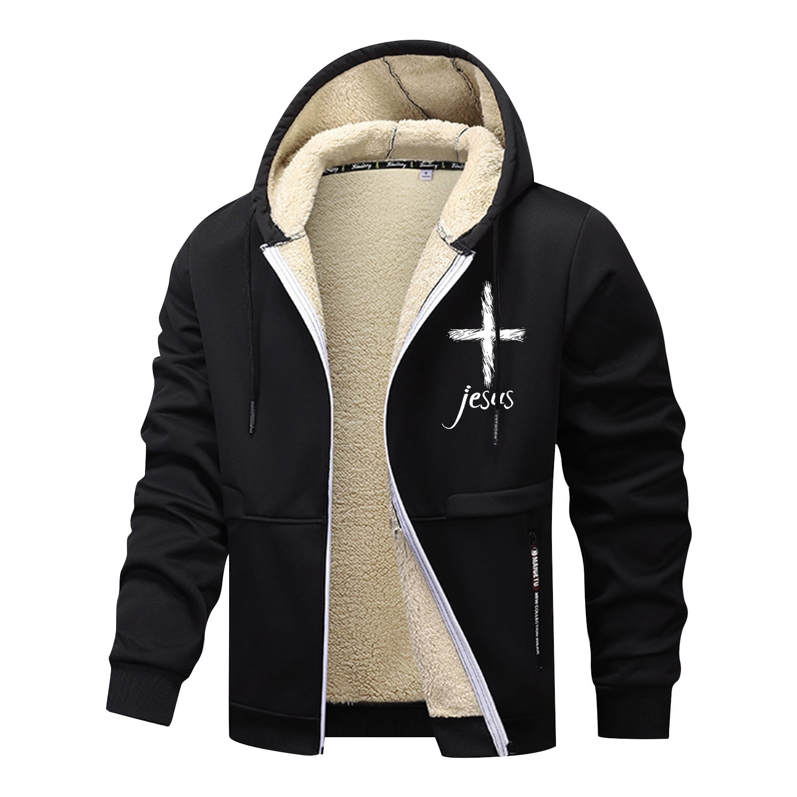 FEIFLY Men's Heavyweight Plush Windproof Zip Up Outerwear Jackets Long ...