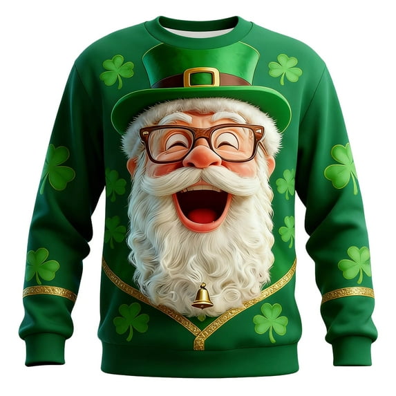 FEIFLY Mens St. Patrick's Day Grandpa Graphic Crewneck Sweatshirt With ...