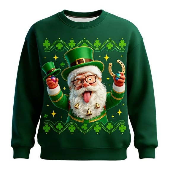 FEIFLY Mens St. Patrick's Day Grandpa Print Lightweight Tops O-Neck Men ...