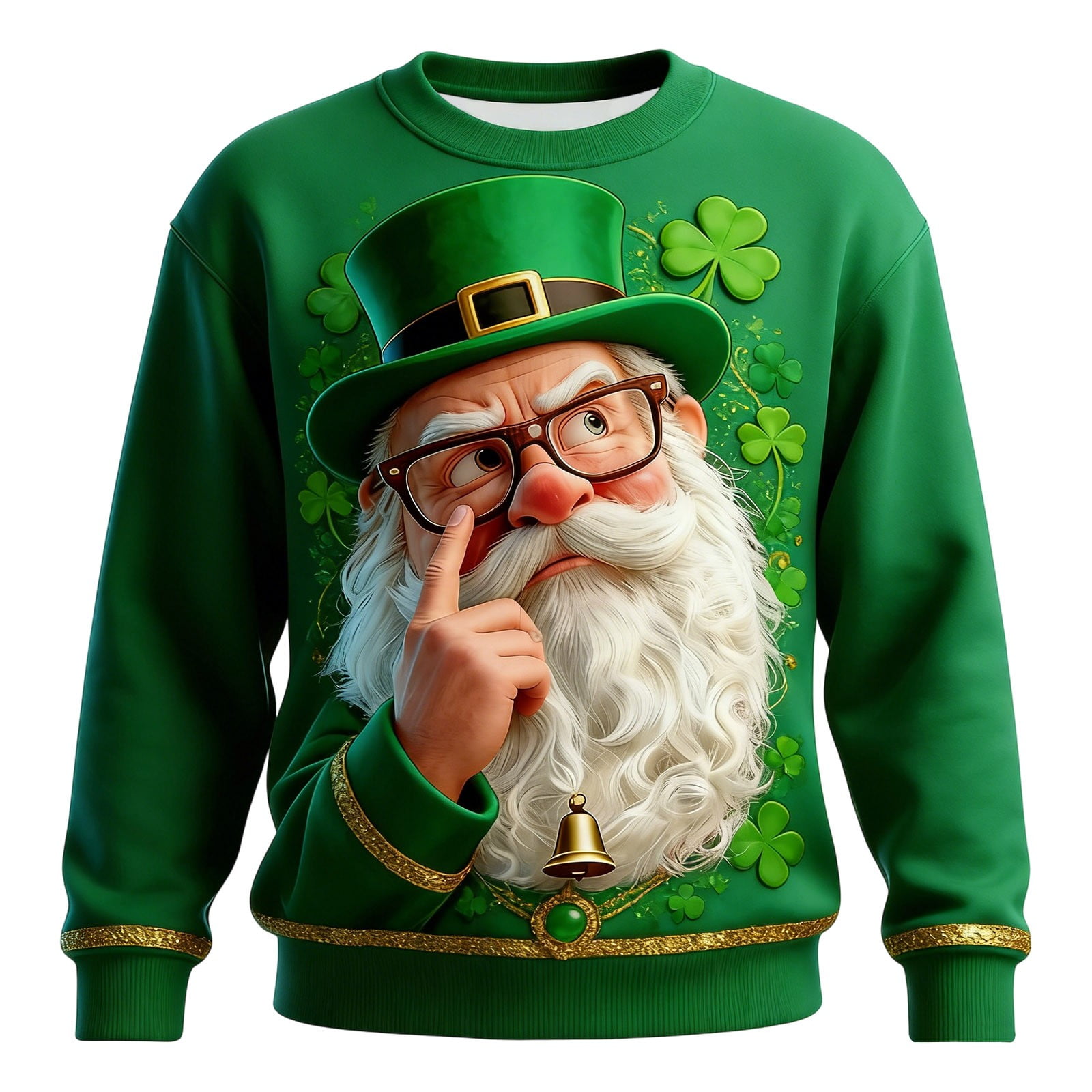 FEIFLY Mens St. Patrick's Day Grandpa Print Long Sleeve Sweatshirt In ...