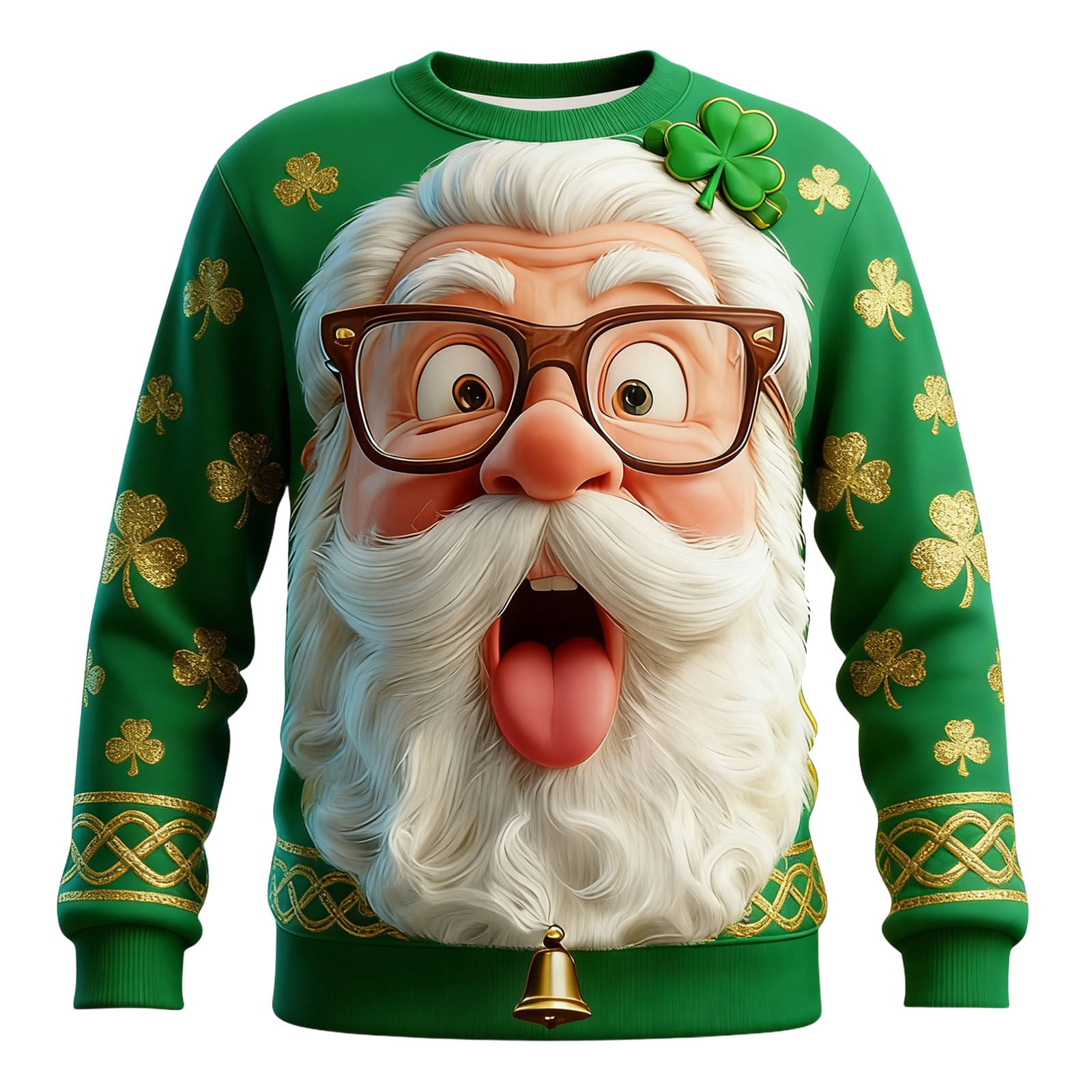 FEIFLY Mens St. Patrick's Day Grandpa Print Warm O-Neck Sweatshirt Men ...