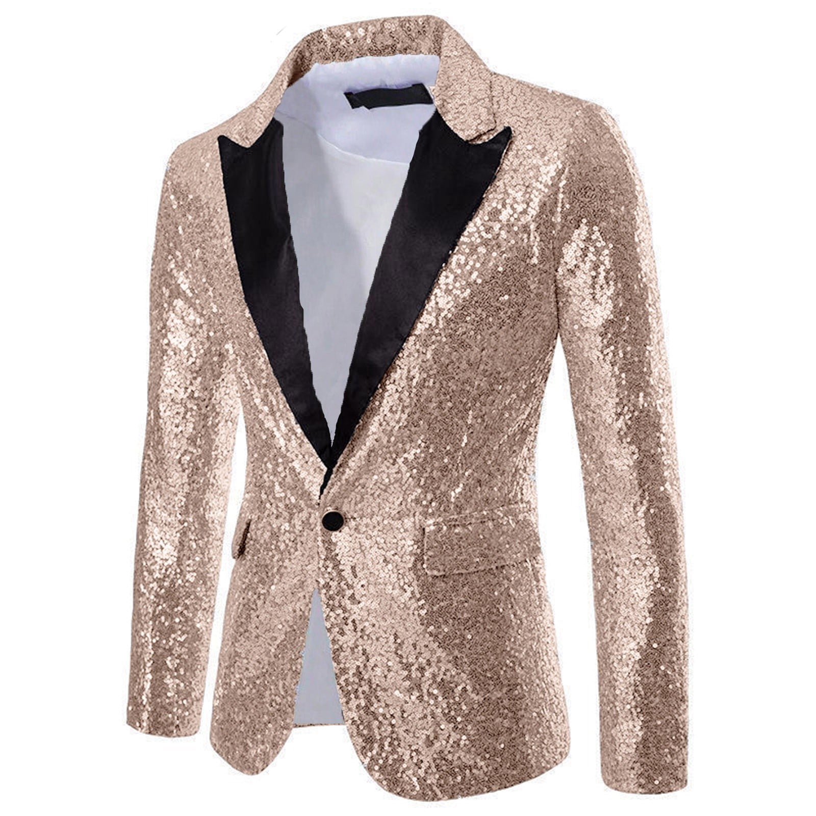 FEIFLY Mens Stage Performance Formal Suit Long Sleeve Jacket With Gold ...