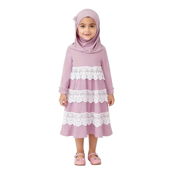 FEIFLY Outfits Sets Baby Girls Abaya With Hijab Robe Burka Maxi Little ...